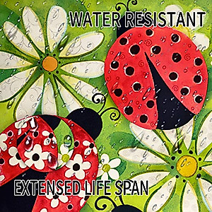 LAYOER Garden flag 12.5 x 18 inches Red ladybug White Flowers daisy outdoor Spring decor