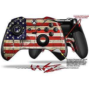 Painted Faded and Cracked USA American Flag - WraptorSkinz Decal Style Vinyl Skin Wrap compatible with XBOX One ELITE Wireless Controller (CONTROLLER NOT INCLUDED)