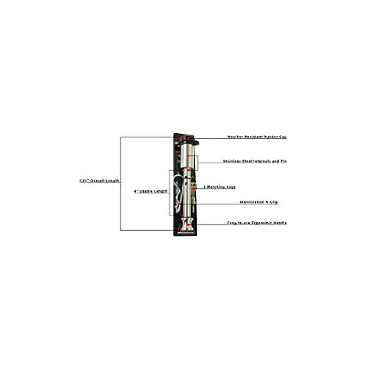 2 Pack - Bulletproof Stainless Steel Trailer Hitch Locking Pin with Weather Resistant Rubber Cap / 5/8" Diameter / Universal Fit