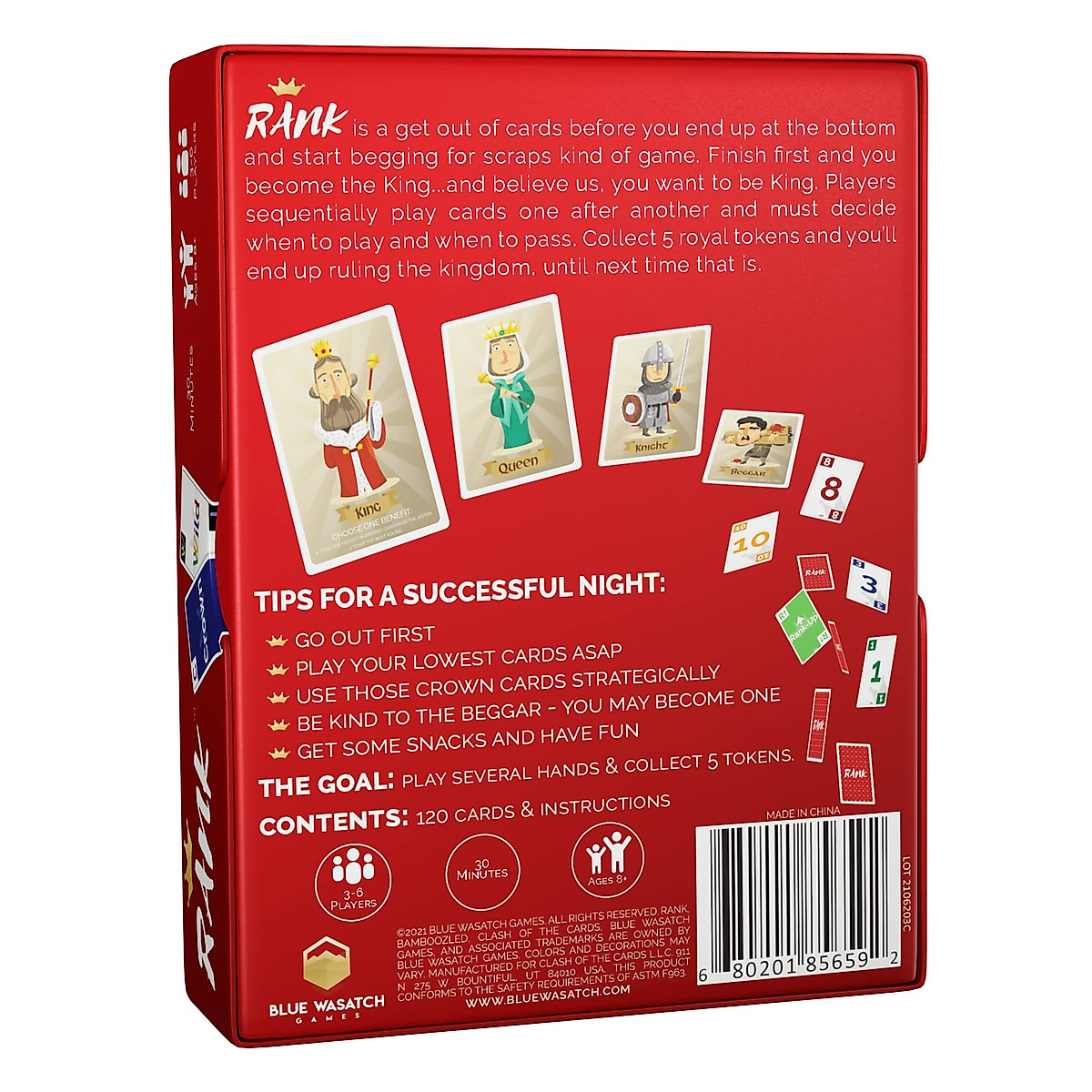 Blue Wasatch Games Rank - A Royally Fun Card Game for Friends and Family Where Someone Can Rise from Beggar and Rule as King