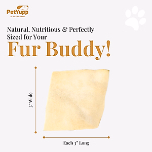 PetYupp Water Buffalo Cheek Chips (3" X 3") Dog Chews - 8 oz - Natural Dog Treats - For Small, Medium & Large Dog, High-Protein, Low-Fat & Easy Digest Dog Treats, Promotes Dental Health - No Additives