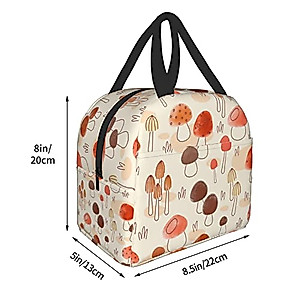 Senheol Cute Mushroom Print Lunch Box, Kawaii Small Insulation Lunch Bag, Reusable Food Bag Lunch Containers Bags for Women Men