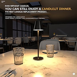 Timjorman Modern LED Cordless Table Lamp, 4000mAh Rechargeable Battery, 3 Level Brightness Night Light, Metal Shell, Minimalist Design, for Couples Dinner/Coffee Table/Restaurant/Bedroom, Black