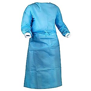 120-Pack Level 2 Disposable Isolation Gown BH Supplies Fully Closed Double Tie Back and Front, PP & PE 40g, Knitted Cuffs, Fluid Resistant, AAMI Level 2, Unisex - Individually seal