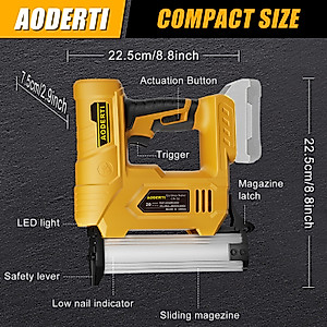 Cordless Nail Gun for DEWALT 20V MAX Battery, 18GA 5/8 to 1-1/4 Inch, 2 in 1 Brad Nailers, Brushless Motor, 2 Mode, Lightweight and Ergonomic for Home Improvement, DIY and Wood Workpieces (Tool Only)