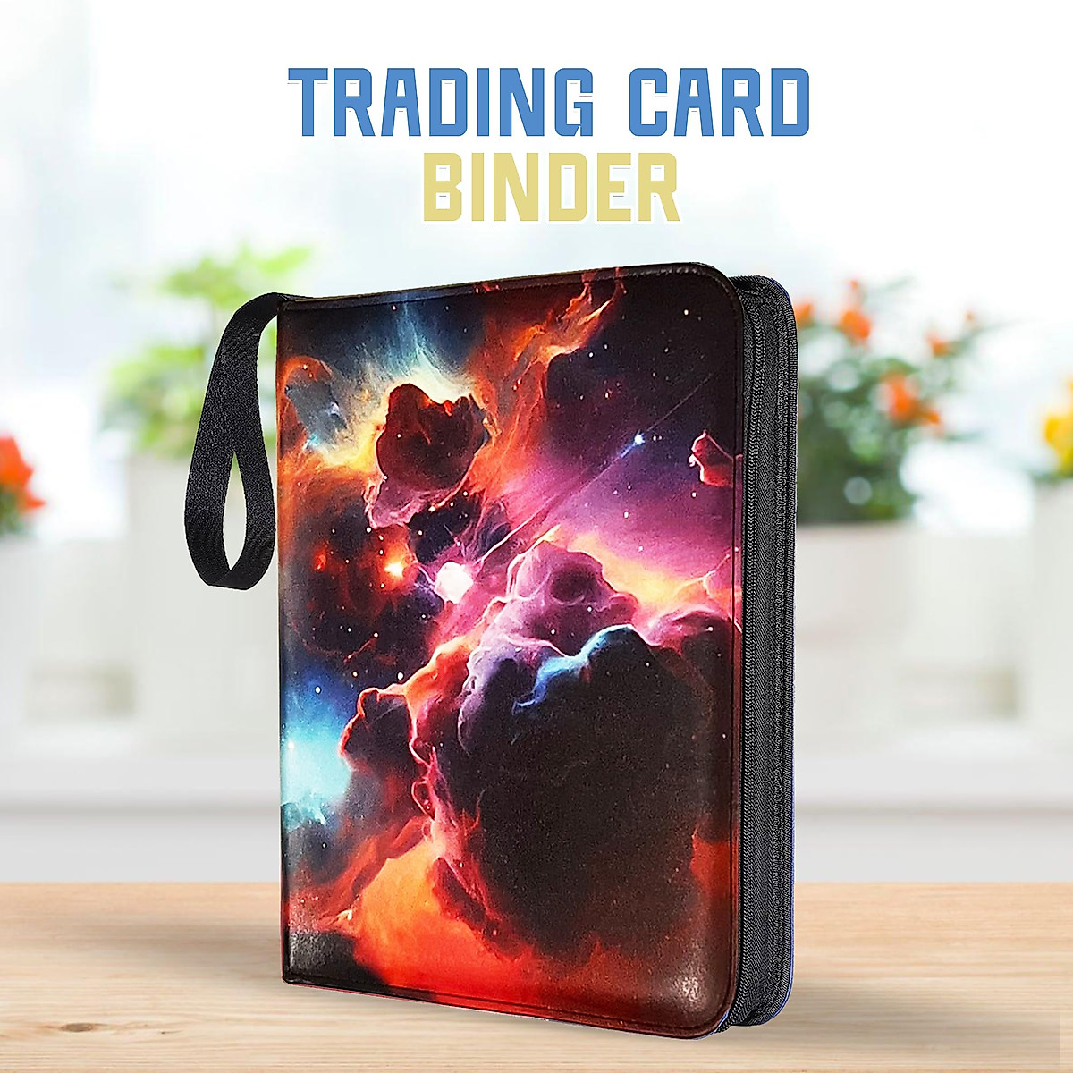 LORDL 400 Pocket Card Binder, Trading Card Binder with Fantasy Space Design, Black, 9.5 x 7 x 2 inches, Collectible Trading Card Album