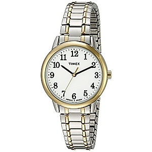 Timex Women's TW2P78700 Easy Reader Two-Tone Stainless Steel Expansion Band Watch, Two-Tone/White