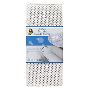 Duck Brand Softex Bath Mat for Tubs, Machine Washable, 17 x 36 Inches, White, Skid Resistant (393477)