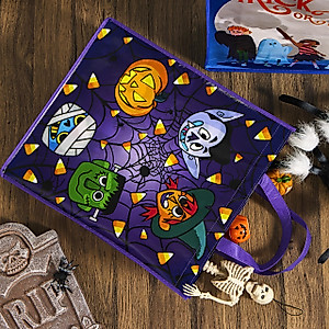 JOYIN 12 Halloween Large Treat Goody Tote Bags 17” x 15” for Halloween Trick or Treat Candy Bags, Gift Goodie Bags, School Classroom Bags, Party Favor Supplies