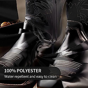 FRESQA Cowboy Black Hat Western Boots Round Tablecloth 60 NCH,Waterproof Washable Kitchen Dining Room Round Tablecloth