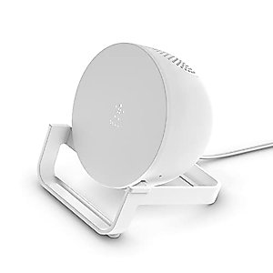 Belkin Quick Charge Wireless Charger + Bluetooth Speaker - Qi-Certified Charger Stand for iPhone, Samsung Galaxy & More - Charge While Listening to Music, Streaming Videos, & Video Calling - White
