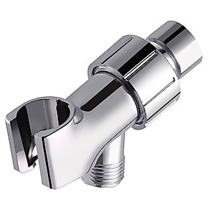 Katezon Shower Head Holder with Solid Brass Ball Joint for Handheld Shower Head, Adjustable Shower Arm Mount for Connecting Shower Arm and Shower Hose, 1/2 Inch (Chrome)
