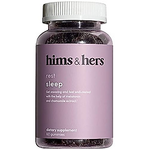 HIMS & Hers Sleep Gummies Melatonin Pomegranate Berry Flavor with Chamomile Extract and L-theanine. 60 Gummies. 1 Pack (Packaging May Vary)