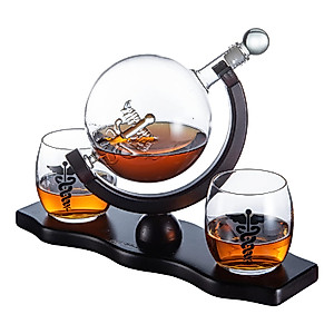 Doctors Dr. & Healthcare Worker Gifts Men & Women - Wine & Whiskey Decanter caduceus Symbol - Father's Day Doctor - 750 mL Gift Idea for Nurses, EMT, Hygienists, Physician, Dentists Gifts for Dad