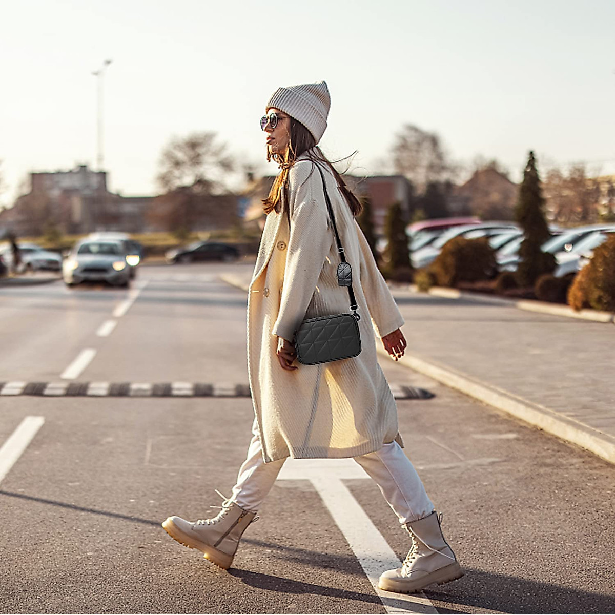 AOCINA Small Coin Purse Crossbody Bags with Coin Pouch for Women Soft Leather Quilted Hobo Purses 2 Size Bags(Olive Green)