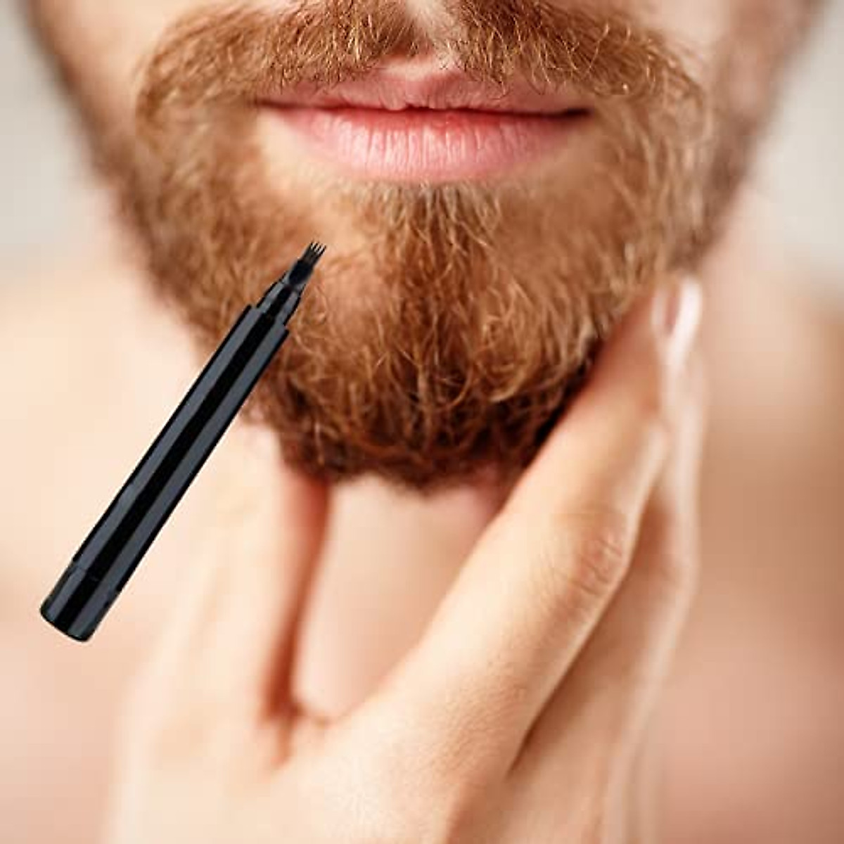 Natural Beard Pencil Filler pen for Men Beard Moustache, Water Proof Long Lasting Coverage, Repair Shape, Effective Enhance Facial Hair (BLACK)