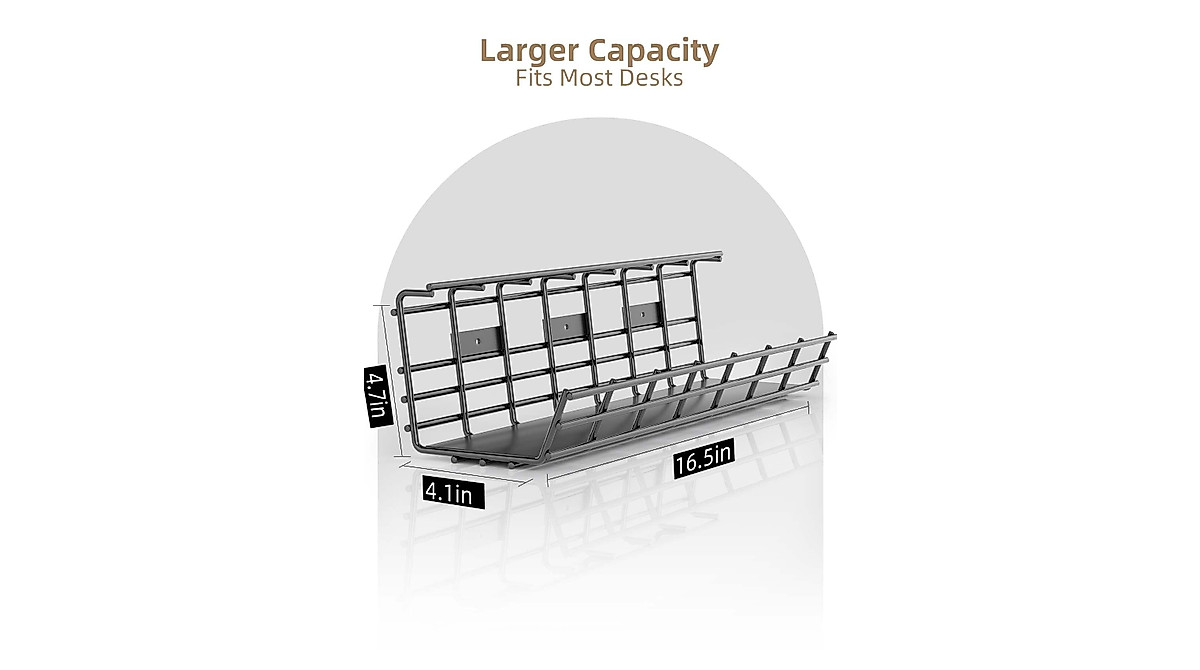 2 Pack Under Desk Cable Management Tray for Organized Workspaces