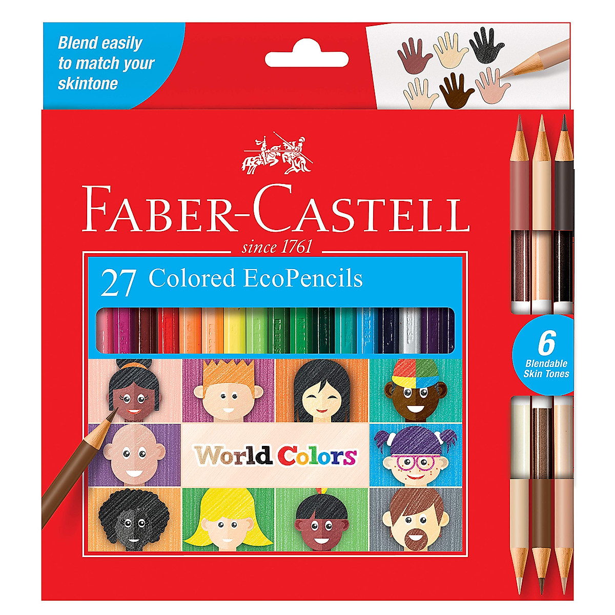 Faber-Castell World Colors Ecopencils, 27 Count - Diverse Skin Tone Colored Pencils For Kids