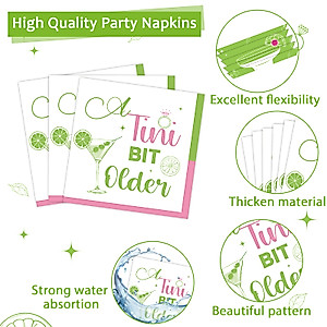 96pcs A Tini Bit Older Party Supplies Martini Paper Plates Napkins Weenies and Tini Dessert Party Tableware Set Hot Pink & Green Dinnerware for Birthday Bridal Wedding Baby Shower Decoration Serve 24