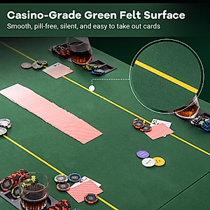 Giantex 79 x 36 Inch Poker Table Top, Foldable 8 Player Texas Holdem Poker Table Topper w/Carry Bag, Cup Holders, Chip Trays, Portable Anti-Slip Blackjack Card Board Poker Mat Layout for Casino