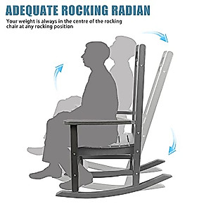 Xilingol Patio Rocking Chair Set of 2, Poly Lumber Porch Rocker with High Back, 400Lbs Support Rocking Chairs for Outdoor Garden Lawn, 2 Grey