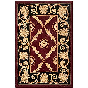 Safavieh Naples Collection 2' x 3' Burgundy/Black NA521B Handmade Traditional Premium Wool Accent Rug