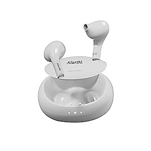 Alarthi Wireless Earbuds,Bluetooth Headphones with Slide Wireless Charging Case,True Wireless Noise Cancelling Earbuds,HiFi Stereo Earphones for Running,Fitness and Work,Frosted White