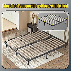 ZhouDaShu Adjustable Height Bed Frame Center Support Legs with Wider Base,Bed Support Legs Replacement for Metal/Wood Slats,Bed Reinforcement Kit,Height from 10" to 16.5",Black-4 Pcs