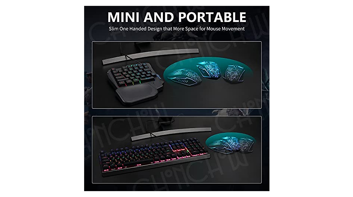 CHONCHOW One Handed Gaming Keyboard - LED & Ergonomic