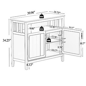 RASOO Buffet Cabinet with Storage Kitchen Dining Room Sideboard Buffet Storage Cabinet Buffet Server Cupboard Cabinet Console Table with 2 Doors and Adjustable Shelf