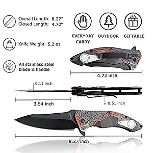 Pocket Knife for Men, Folding Pocket Knife with Clip, EDC Pocket Knives for women, Cool Camping Knife for Outdoor Hiking, Fishing, Birthday Gift for Dad, husband, boyfriend