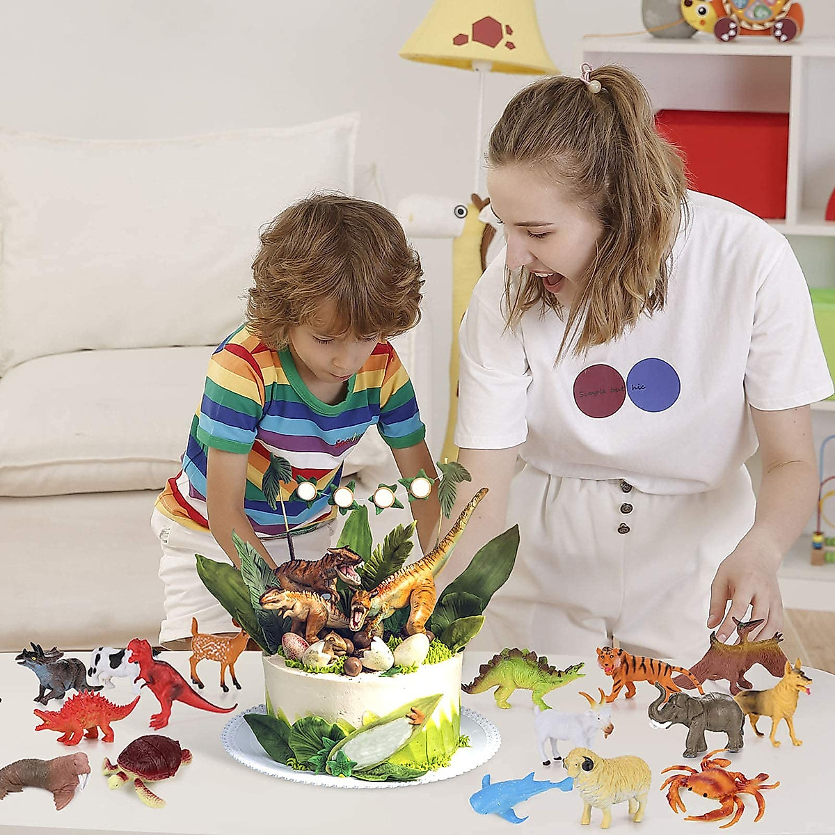 40PCS Large Animals Figures Toys Realistic Farm Animals Wild Zoo Animals Dinosaur Insect Sea Animals Figures Preschool Learning Playset for Toddlers Kids