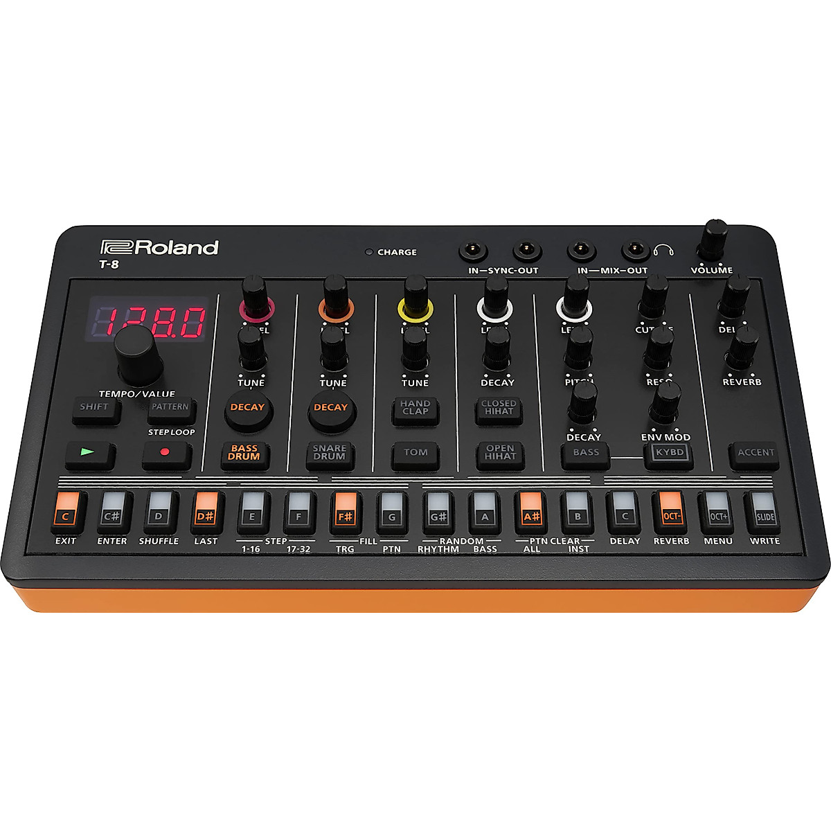 Roland AIRA Compact T-8 Beat Ultra-Portable Bass Machine Sounds | TR-REC Drum Sequencer | Six Rhythm Tracks & Hosa CMM-845 3.5 mm TS to 3.5 mm TS Unbalanced Patch Cables, 1.5 Feet
