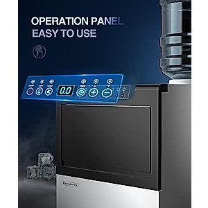 RovaEarth Commercial Ice Maker Machine 220LBS/24H with 55LBS Storage Bin, ETL Approved,96 Ice Cubes Ready in 8-15 Mins, Stainless Steel Freestanding Ice Machine for Home/Office/Bar/Coffee Shop