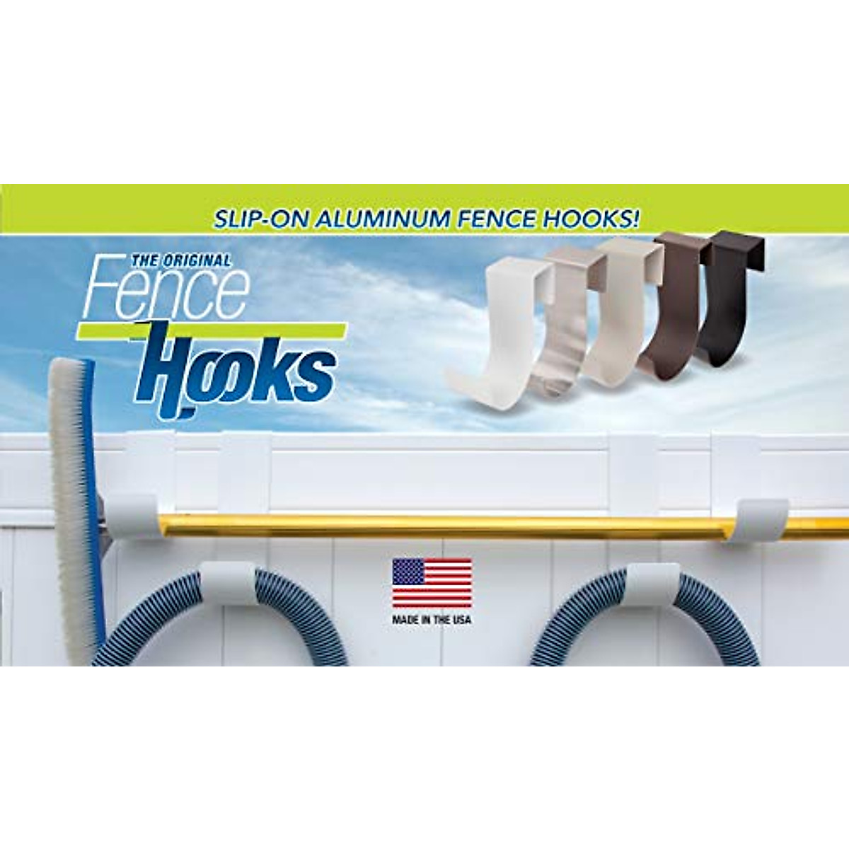 MIDE Products 13SET-T Hooks, Fits 1-1/4 Inch to 1-5/8 inch Fence or Railing, Tan/Beige