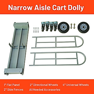 DIYTuning Narrow Aisle U-Boat Platform Truck with Thick Steel Deck Detachable Handles Dolly Push Cart Utility Cart Hand Trucks 2000lbs Capacity