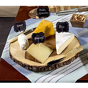 Lipper International Acacia Tree Bark Footed Server for Cheese, Crackers, and Hors D'oeuvres, Large