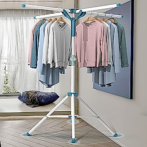 Ithywat Clothes Drying Rack-4 Arm Tripod Foldable&Portable Laundry Hanging Drying Rack,Collapsible Clothing Rack Stainless Steel with Windproof Hooks for Indoor Outdoor
