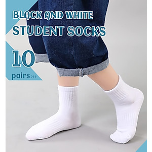 DoSmart Kids Crew Athletic Socks Boys Girls Classics Cotton School Uniform Childs Sports Breathable Casual Socks 10 Pairs (9-12 Years, 10 Pairs White)