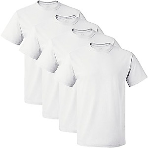 Fruit of the Loom Men's Tag-Free Cotton Undershirts, Regular-Crew-4 Pack White, Small