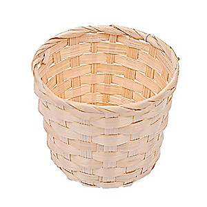 Desktop Bamboo Weaving Storage Basket, Small Household Bamboo Wood Woven Storage Box for Debris Crafts Toys Jewelry Organizer Desk Decoration Desktop Flower Pot Garbage Can S