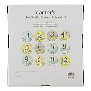 Carter's BFP7-23287 Gender Neutral Baby's First Year Picture Frame and Baby Month Stickers, 12'' W x 13.2'' H, 13pcs