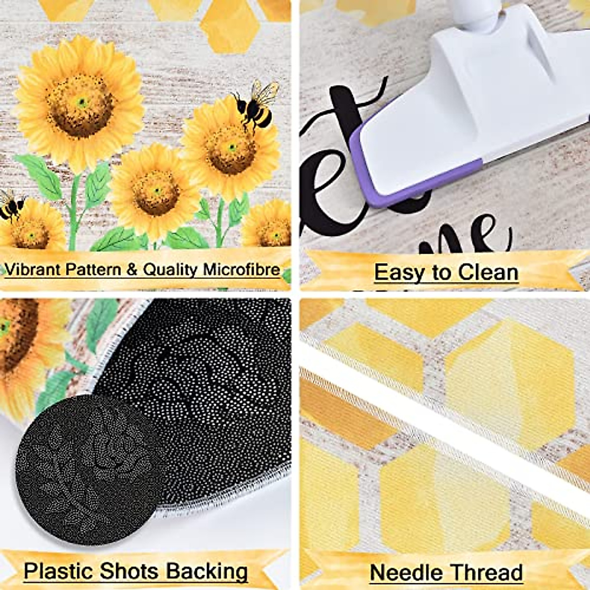 Sunflower Kitchen Rugs - 2 Piece Kitchen Mats Set Non-Slip Kitchen Backing Area Rugs Home Sweet Home Doormat Indoor Outdoor Entry Floor Washable Waterproof Standing Mat(17" x 30" + 17" x 47")