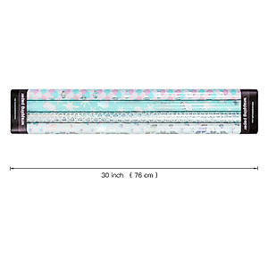 WRAPAHOLIC Wrapping Paper Roll - Mermaid Scale and Jellyfish Design with Colorful Foil for Birthday, Holiday, Baby Shower - 4 Rolls - 30 inch X 120 inch Per Roll