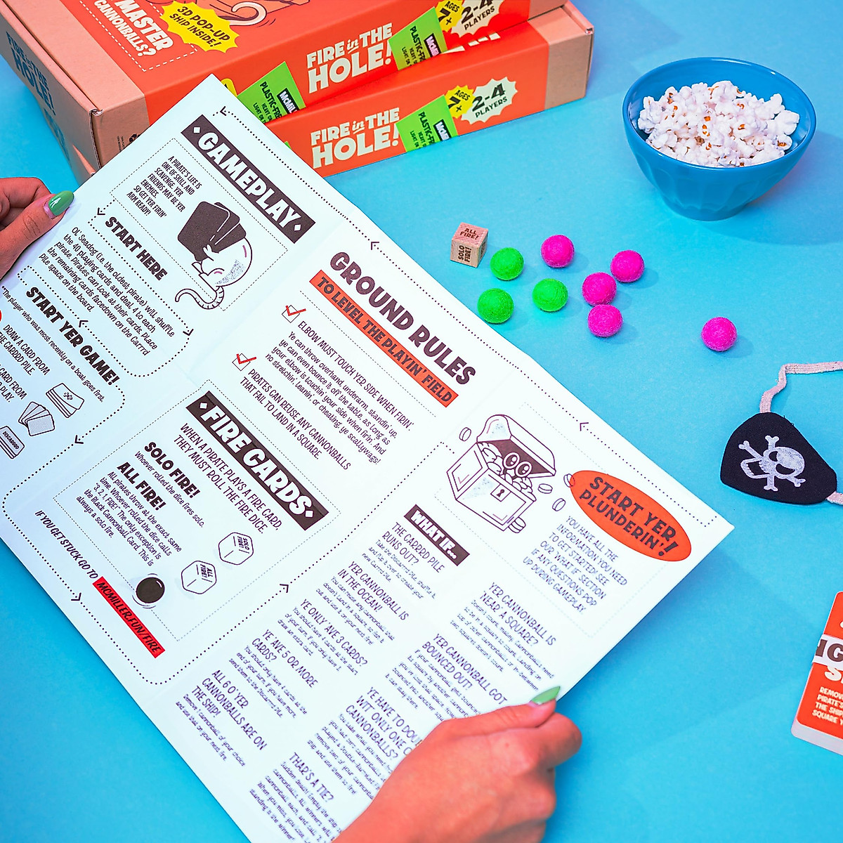 Fire in The Hole! The Pirate Adventure Board Game for the Whole Family. Sustainable Tabletop Strategy Game for Kids, Adults, Halloween, Christmas, Thanksgiving, Birthdays, Game Night Gift, 2 4 Players