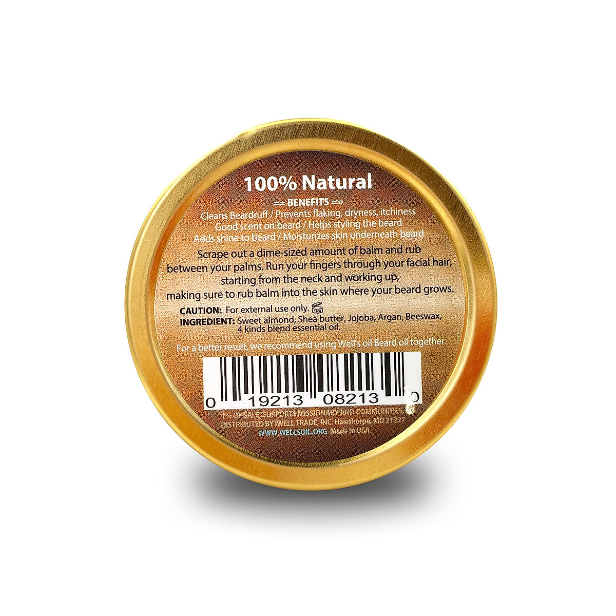 Well's MEGA GROWTH Beard Balm (Original Scent) | 2 fl.oz. | 100% Natural | Chemical-Free | For Men’s Beard Care | Taming, Styling & Softening