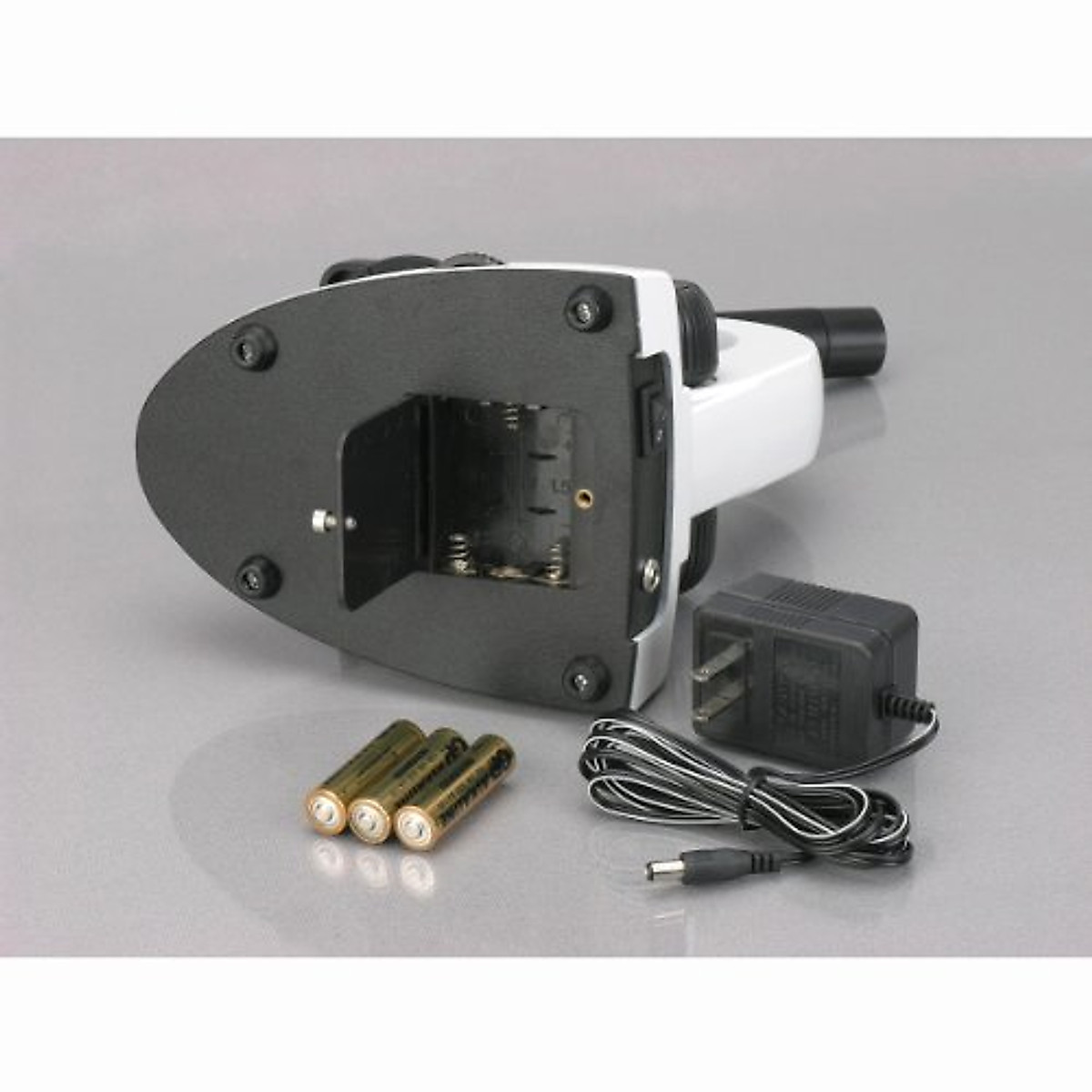 AmScope M158C-2L-PS25 Cordless Compound Monocular Microscope, WF10x and WF25x Eyepieces, 40x-1000x Magnification, Upper and Lower LED Illumination with Rheostat, Brightfield, Single-Lens Condenser, Coaxial Coarse and Fine Focus, Plain Stage, 110V or Batte