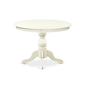 East West Furniture HBT-LWH-TP Hartland Dining Room Table - a Round kitchen Table Top with Pedestal Base, 42x42 Inch, Linen White