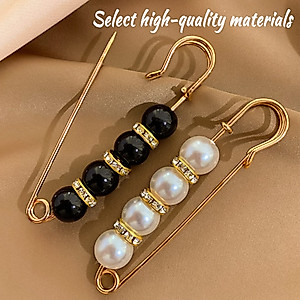 5 Pcs Pearl Brooch Pins for Women Fashion, Brooch Pins for Crafts, Sweater Shawl Clip Double Gold Brooch Pins for Women，Waist Pants Extender Safety Pins (Mixed Color)