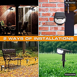 EverBrite 30 LEDs Solar Landscape Spotlights Outdoor, IP67 Waterproof Solar Powered Garden Lights, 2-in-1 Solar Outdoor Lights, 4 Modes Decorative Path Lights for Yard Porch Driveway, 2 Pack